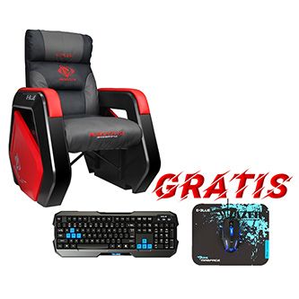 Herní sofa E-Blue AUROZA, šedo-červená, polohovatelná, + herní sada ...