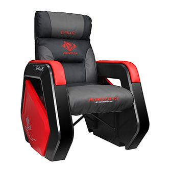 Herní sofa E-Blue AUROZA, šedo-červená, polohovatelná, + herní sada ...